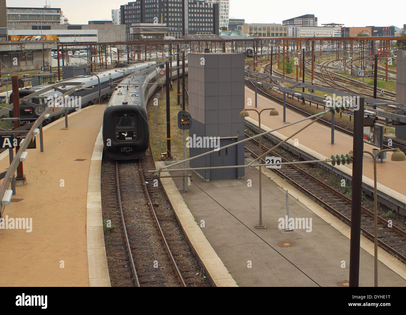 Trains leaving central railway station Stock Photo - Alamy