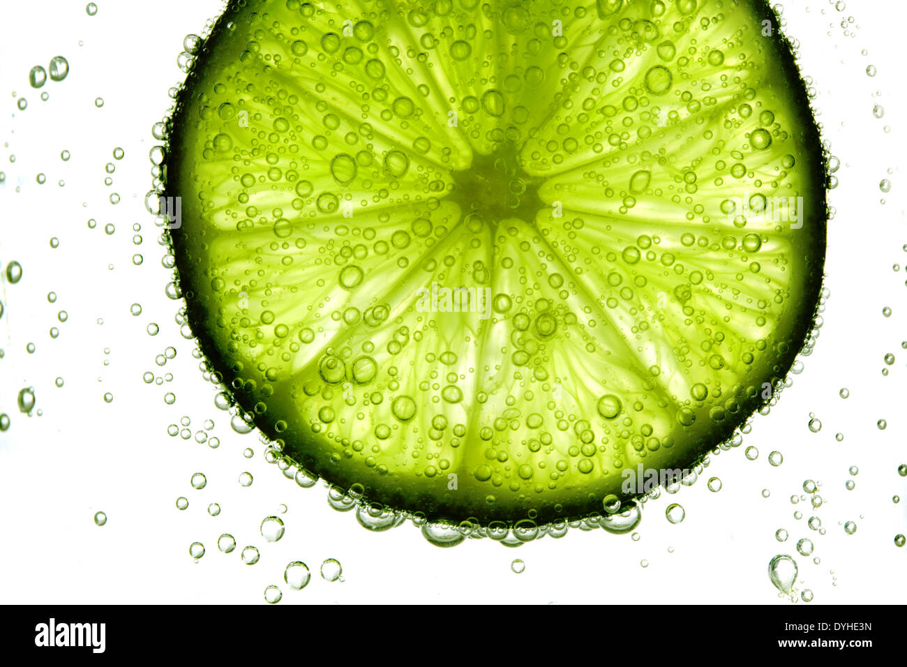 lime slice in water bubbles Stock Photo - Alamy
