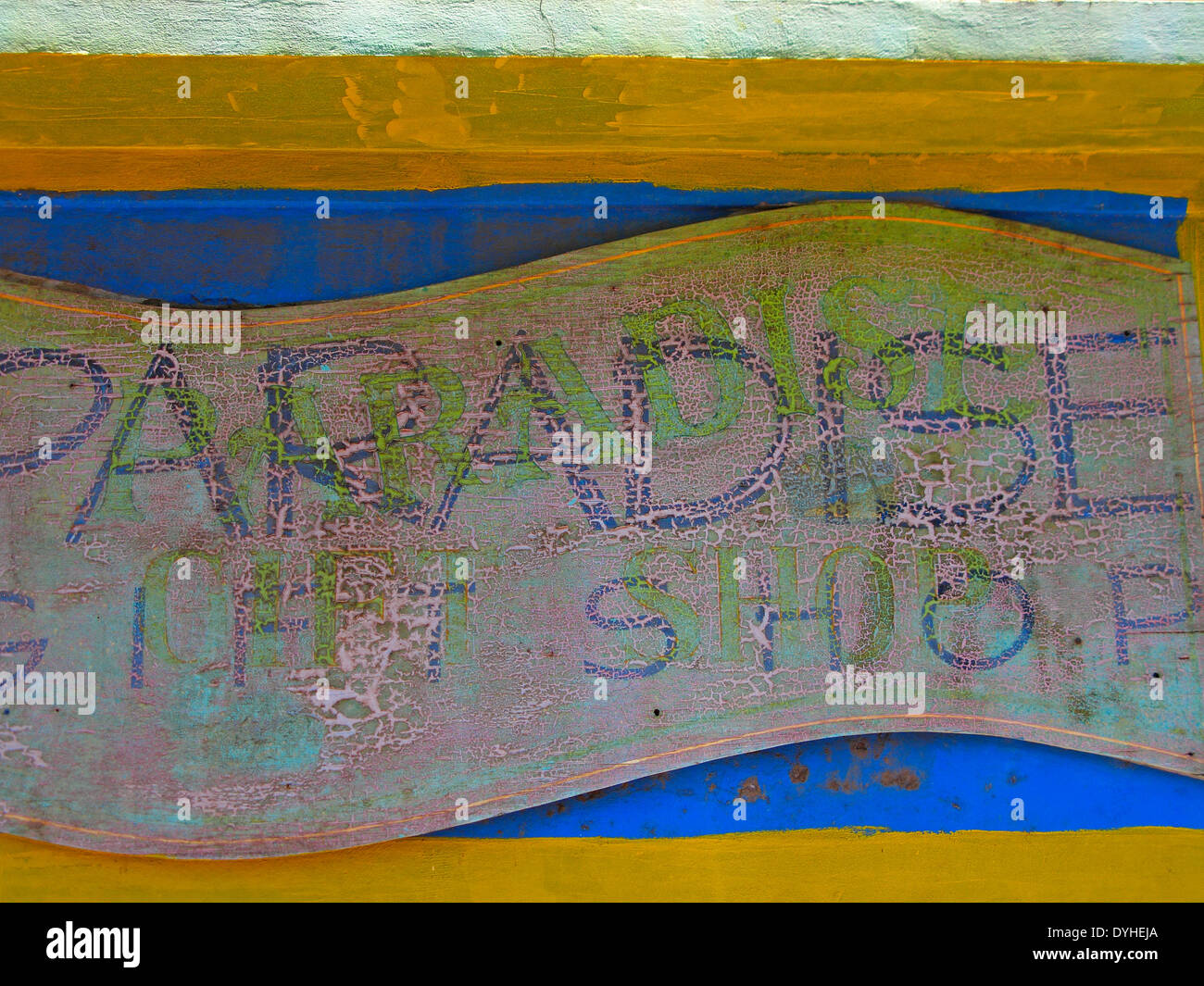 Isla Culebra Puerto Rico USA territory old colorful Paradise Shop sign ...