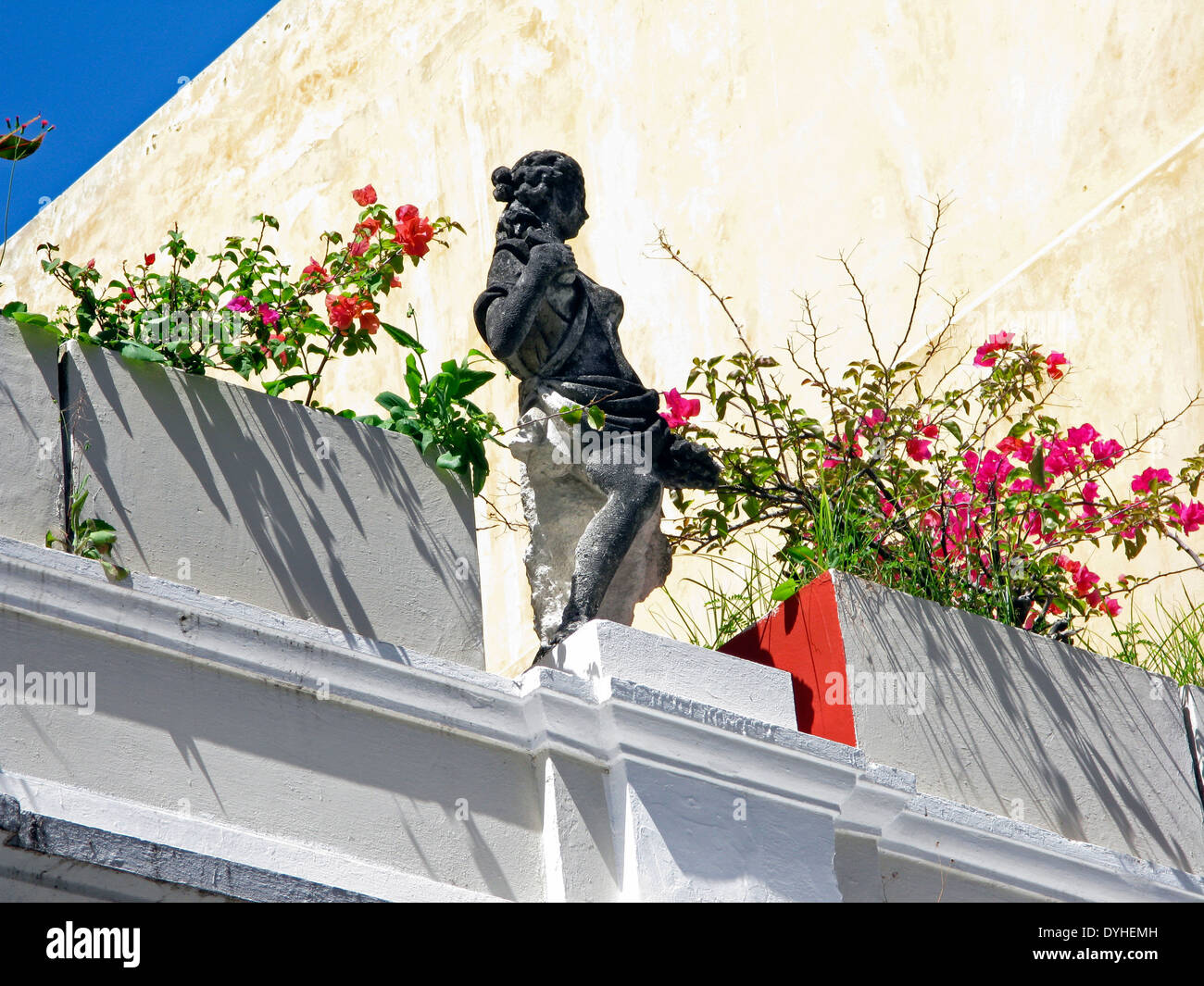 San Juan Puerto Rico USA Territory roof top detail with flowers and ...