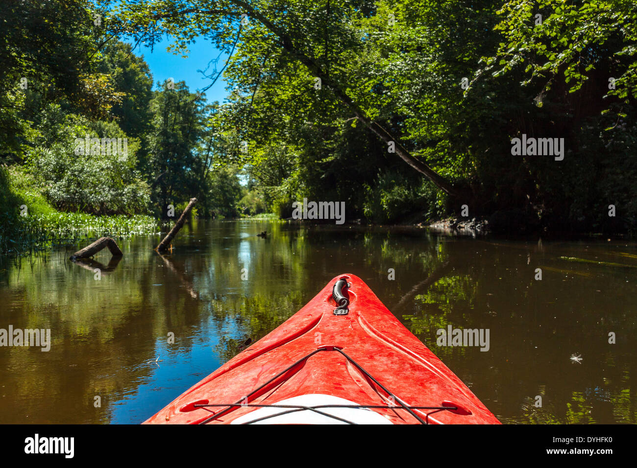 Kayaking Wkra river, Poland Stock Photo - Alamy