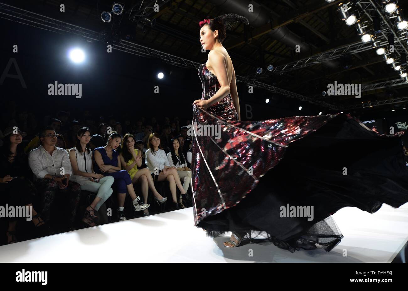 Taipei. 18th Apr, 2014. A model presents a creation during the fashion ...