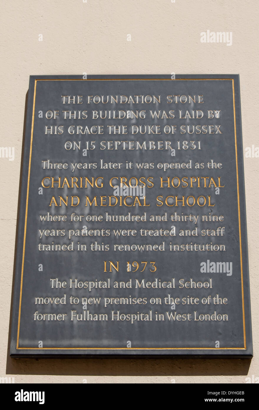 wall plaque marking the 1831 foundation stone laying for charing cross ...