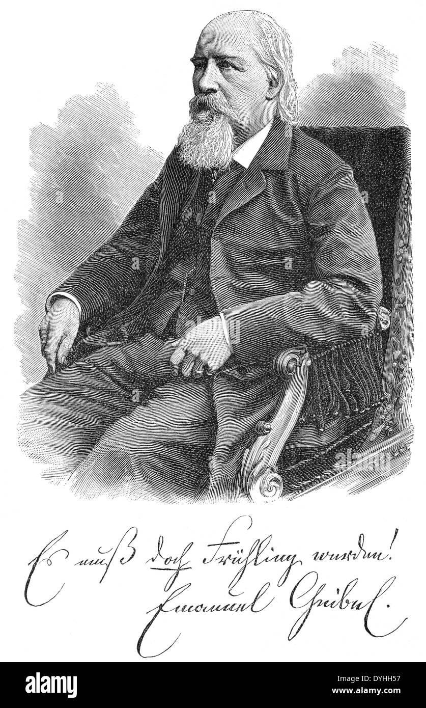 portrait of Francis Emanuel August Geibel, 1815 - 1884, a German poet ...