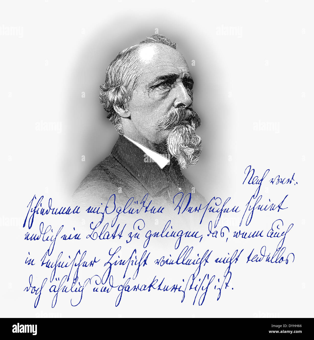 portrait of Francis Emanuel August Geibel, 1815 - 1884, a German poet ...