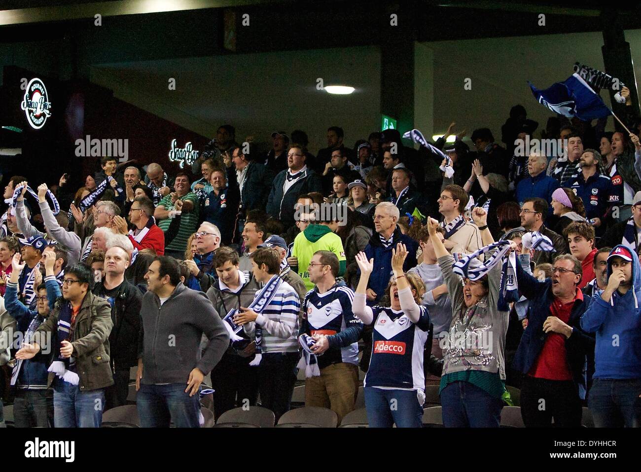Melbourne, Victoria, Australia. 18th Apr, 2014. Melbourne Victory fans ...