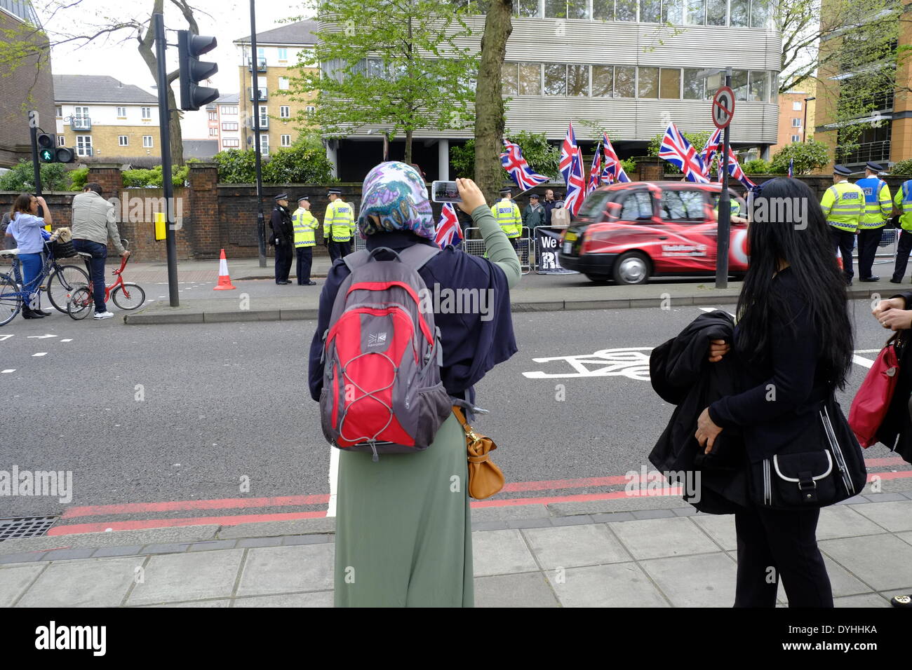 London, UK. 18th April 2014. Muslims hold "Rally against British ...