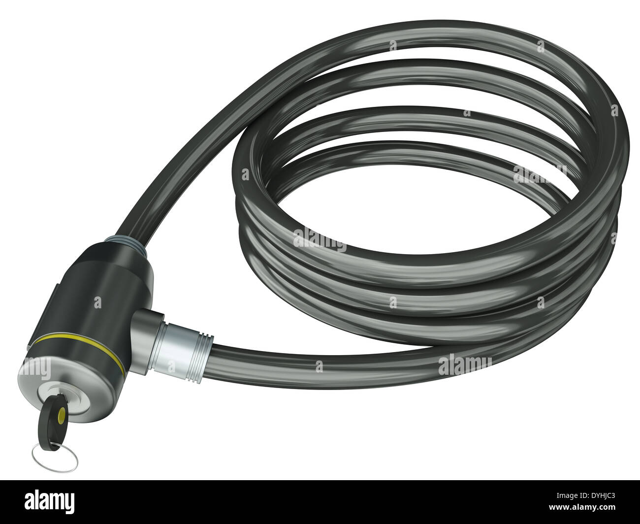Bicycle cable lock isolated on a white background. 3D render Stock ...