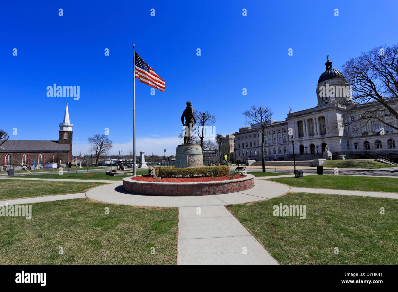 Statue on the village green opposite the Bergen County Courthouse ...