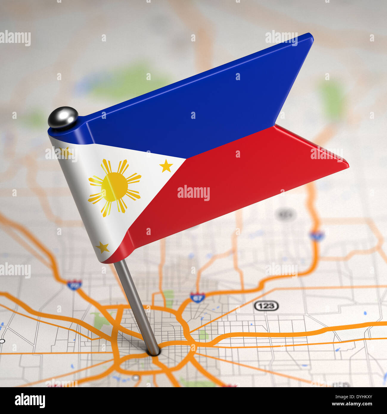 Philippines Small Flag on a Map Background Stock Photo - Alamy