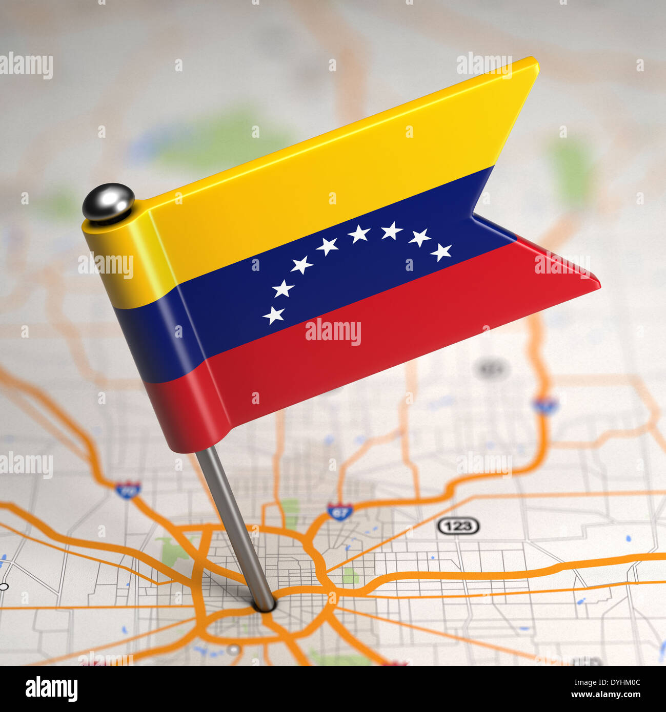 Venezuela Small Flag on a Map Background Stock Photo - Alamy