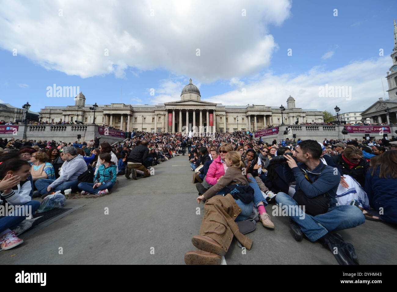 London England, 18th April 14 : Hundreds of people watch The Passion of ...