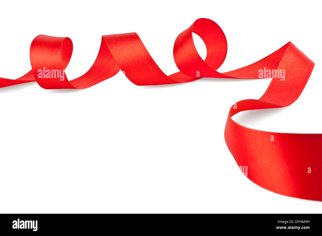 Red ribbon on white background Stock Photo - Alamy