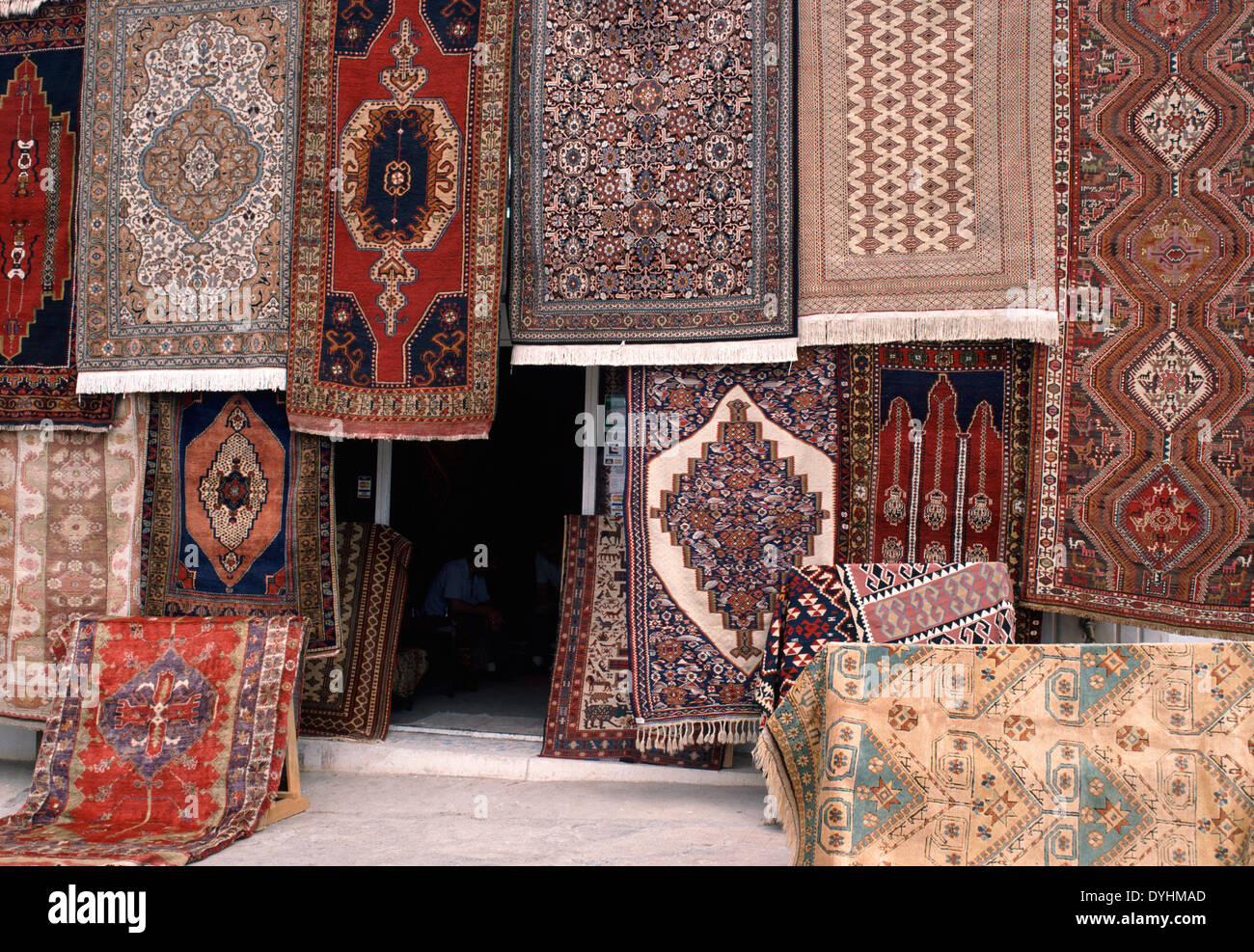 Carpet stall, Didyma, Turkey Stock Photo - Alamy