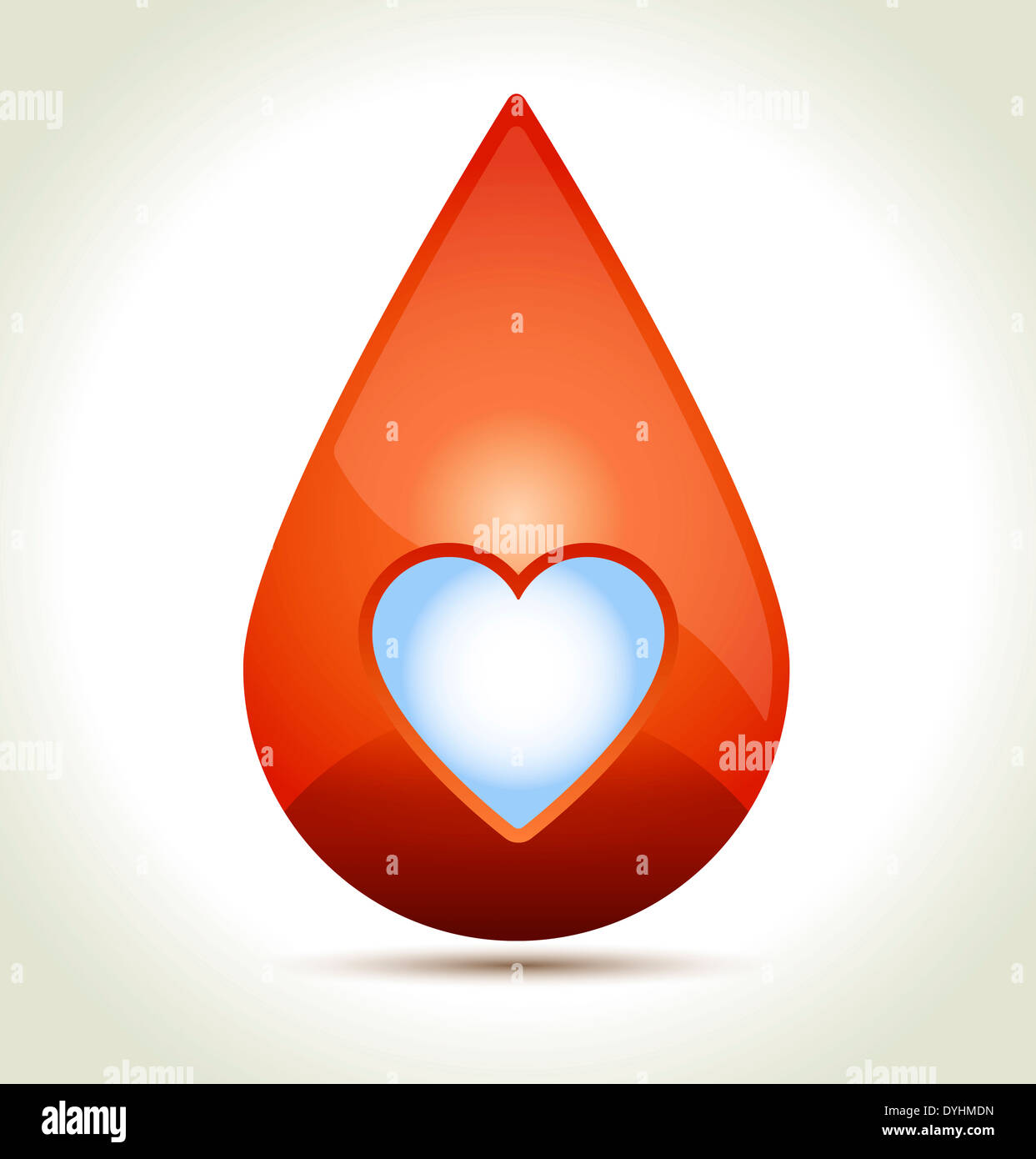Drop of blood with white heart and shadow Stock Photo - Alamy