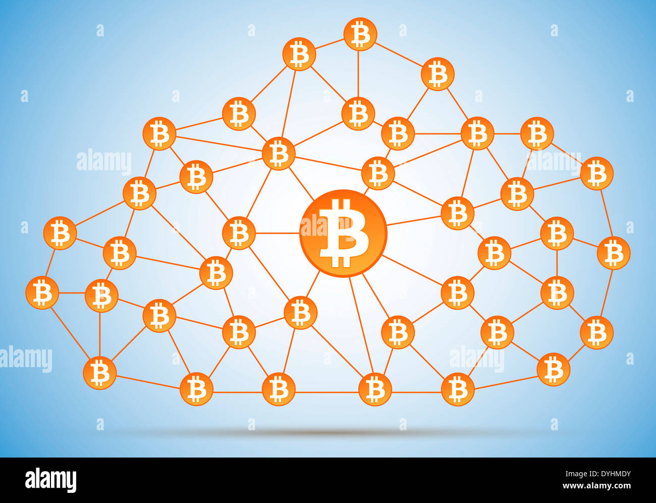 Bitcoin money sign cloud net with shadow on light background Stock ...