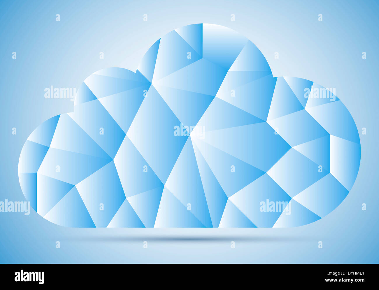 Cloud, fragment, mosaic on blue sky with gradient and shadow Stock ...