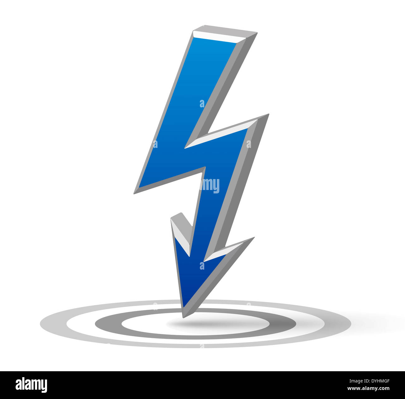 Flash arrow sign with target circle and shadow on white background ...