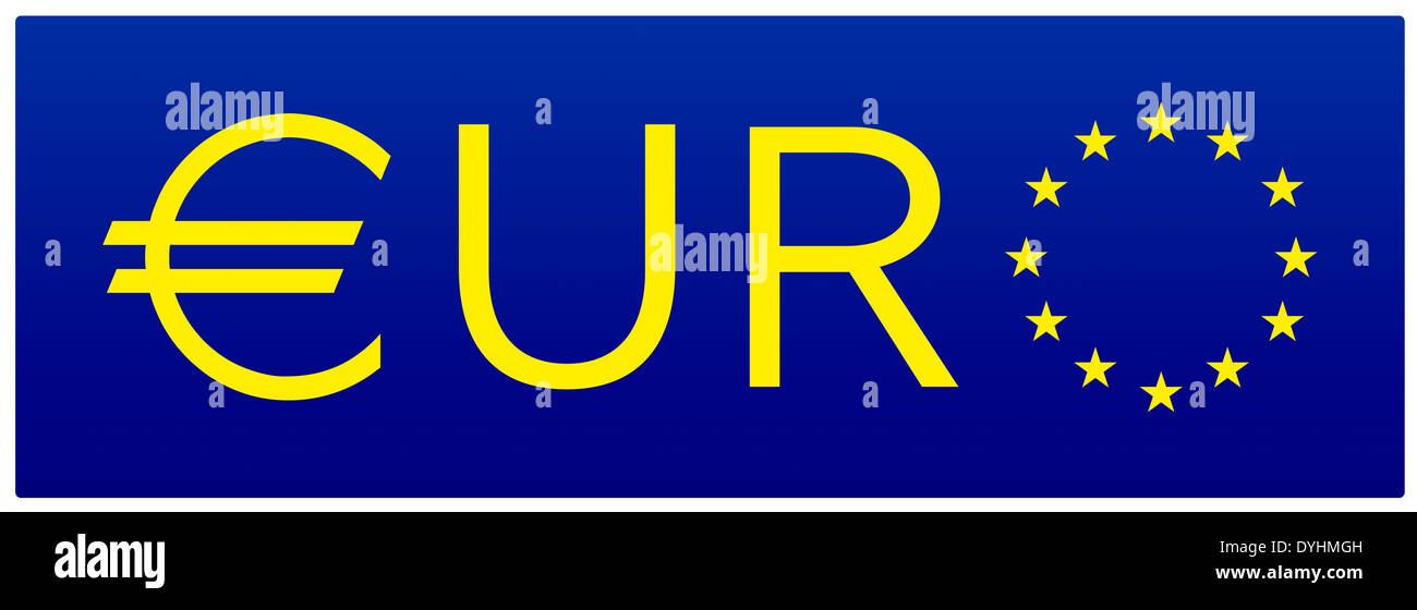 Gold Euro text - currency sign, stars on blue background Stock Photo ...