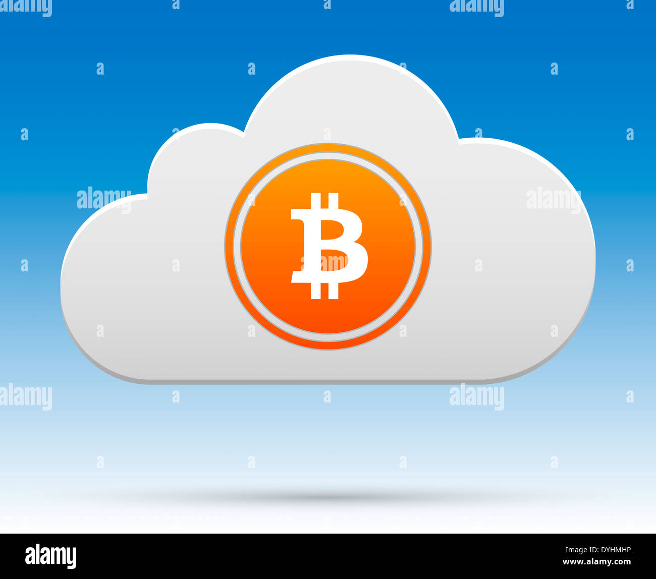 Bitcoin in cloud with shadow and blue sky background Stock Photo - Alamy
