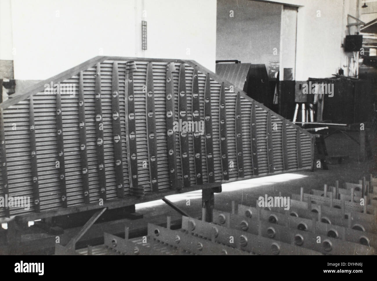 This image shows the process of aircraft construction at a major ...