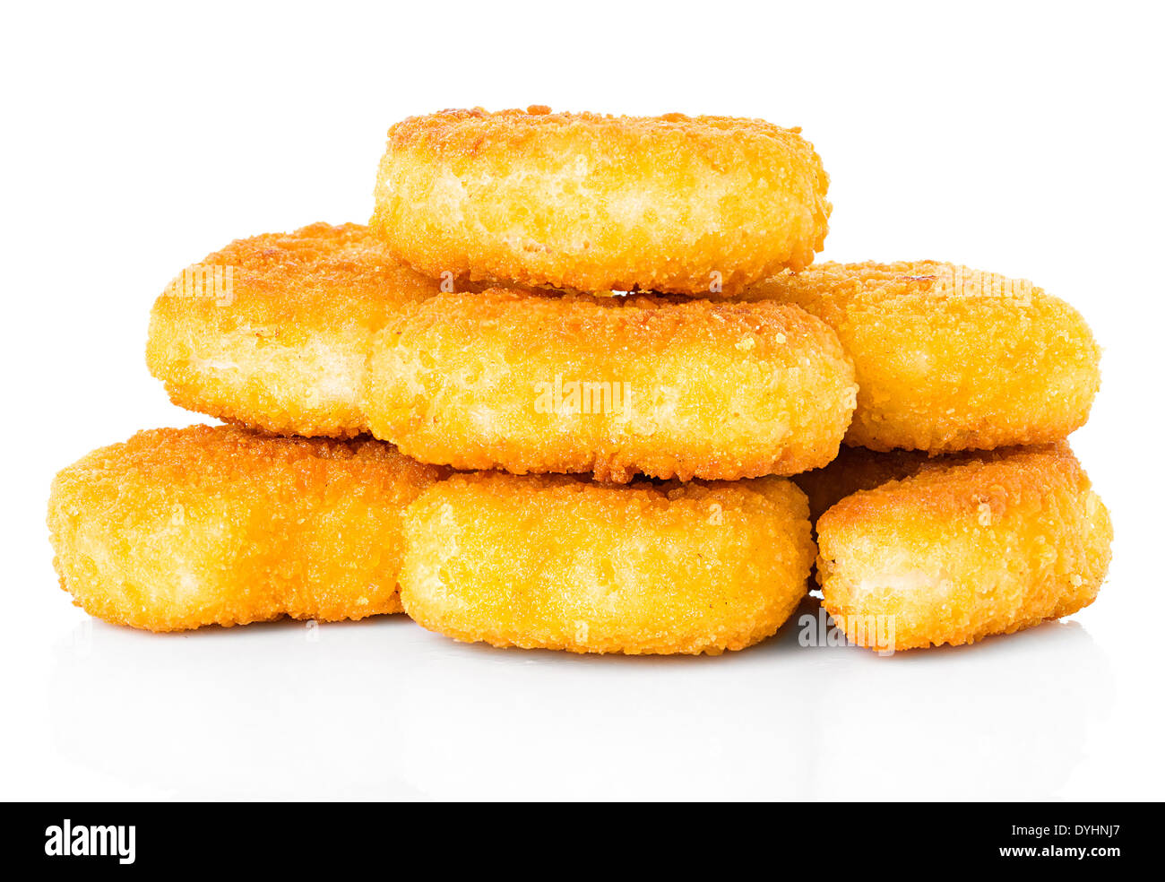 chicken nugget close up on white background Stock Photo - Alamy