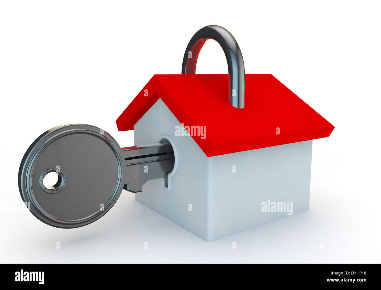 3d render of a key unlocking a home Stock Photo - Alamy