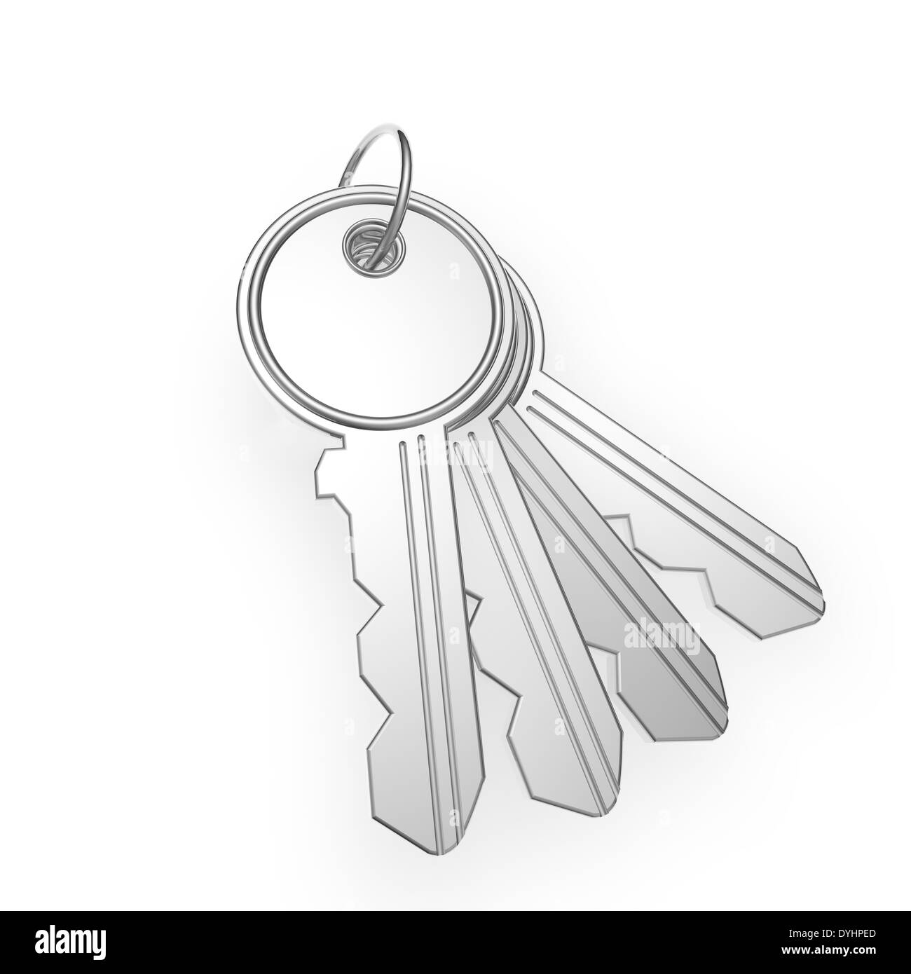 silver coloured keys on a white background Stock Photo - Alamy