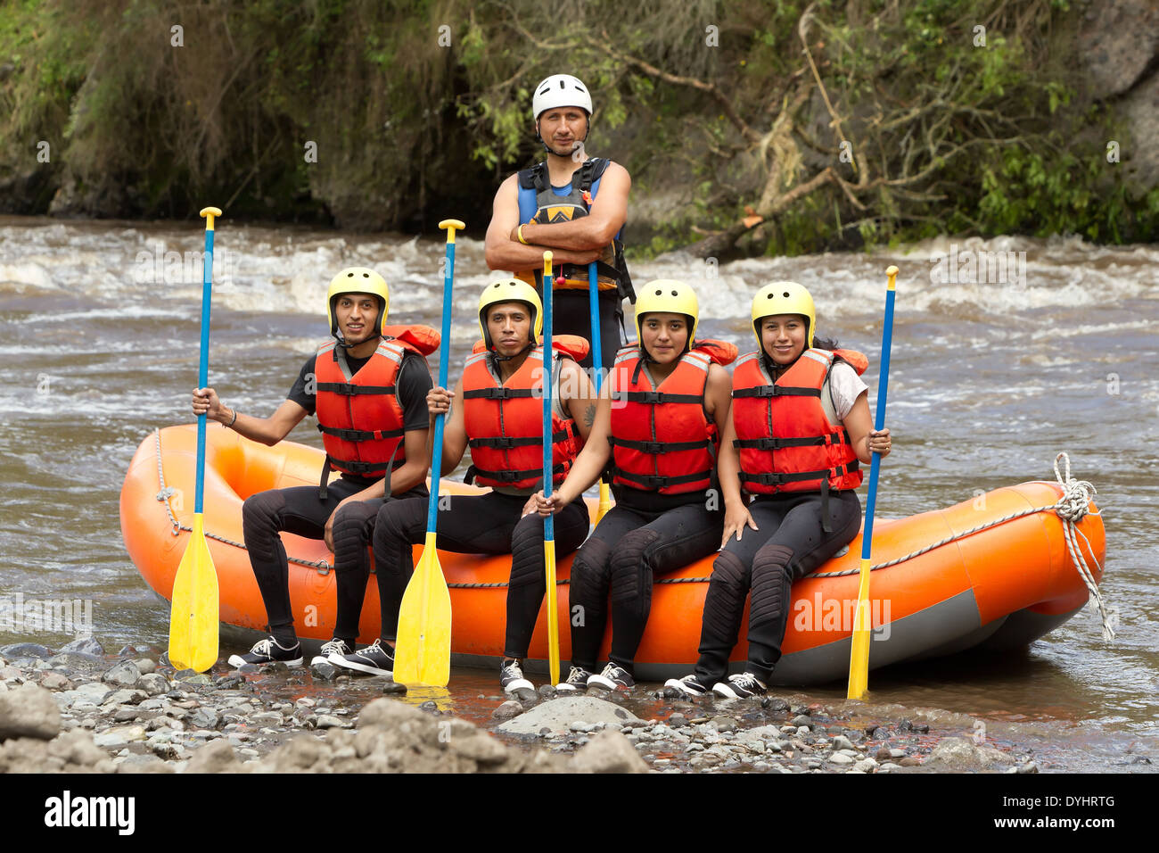 Large Group Of Young People Read To Go Rafting Stock Photo - Alamy