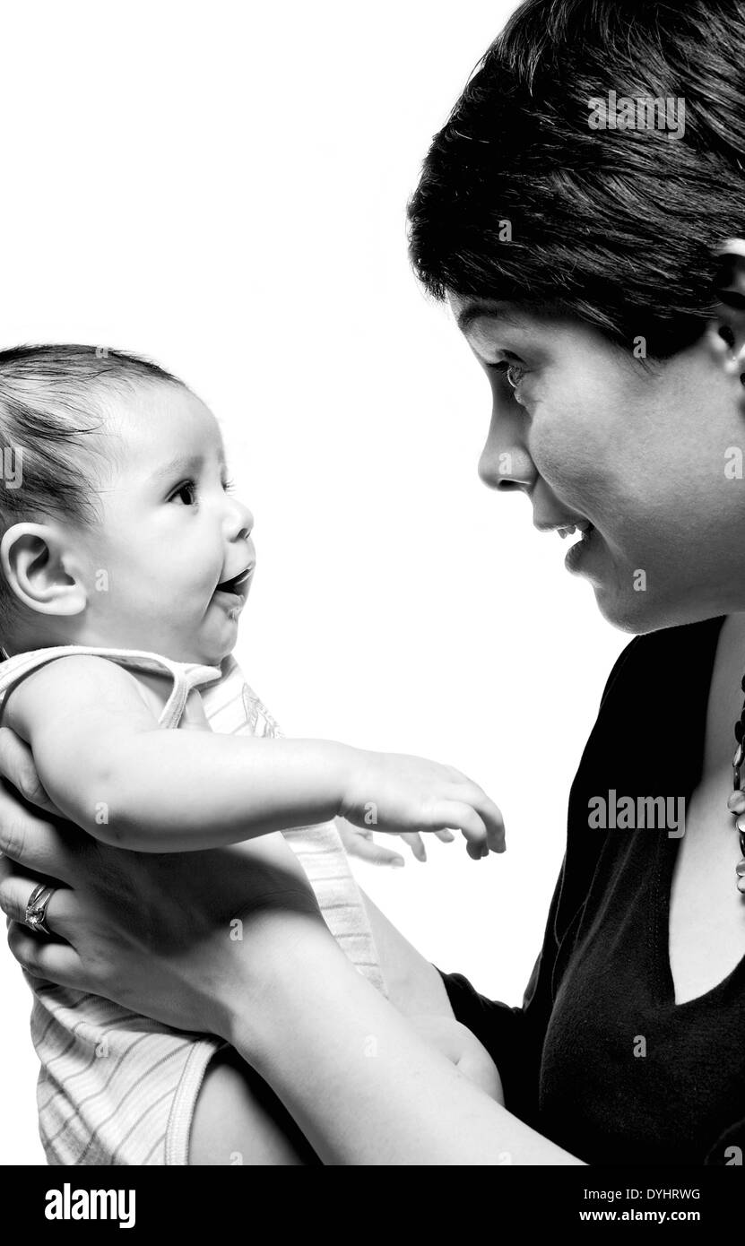 Mother holding infant child Black and White Stock Photos & Images - Alamy