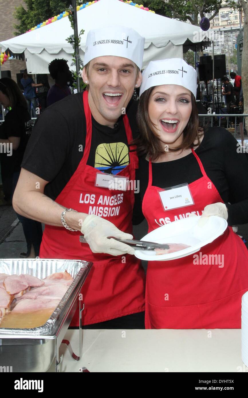 Los Angeles, California, USA. 18th Apr, 2014. Aaron Carter, Jen Lilley ...