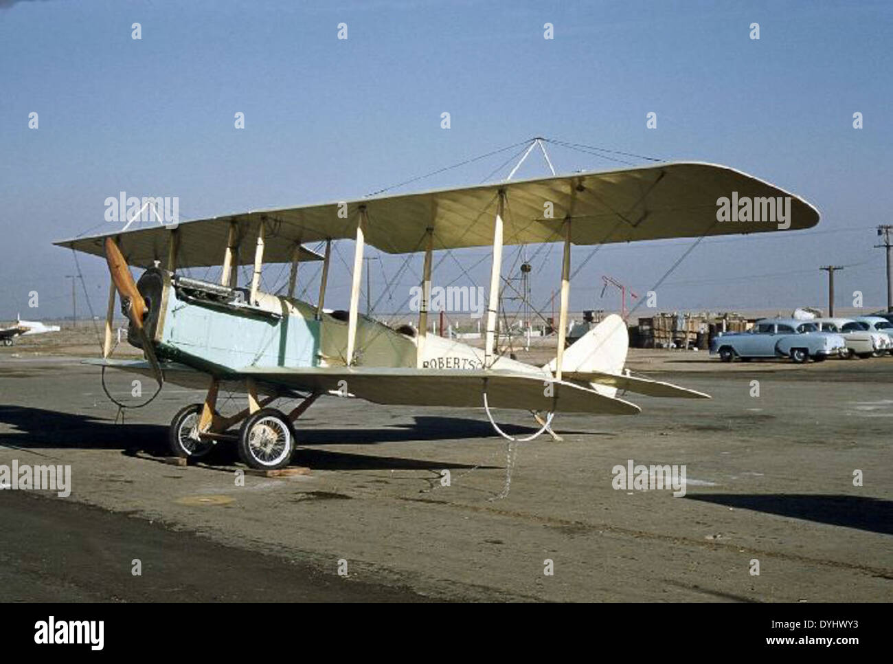 This image captures the Standard J-1, a light biplane used for training ...