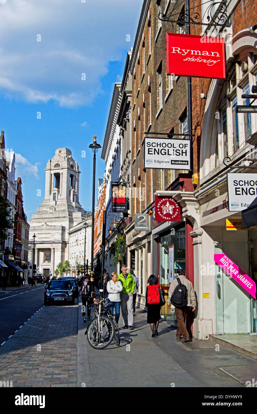 Street scene showing Freemasons' Hall in dstance, Covent Garden, London ...