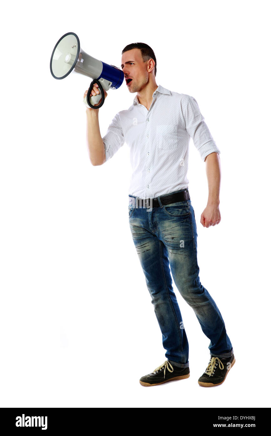 Man shouting through megaphone High Resolution Stock Photography and ...