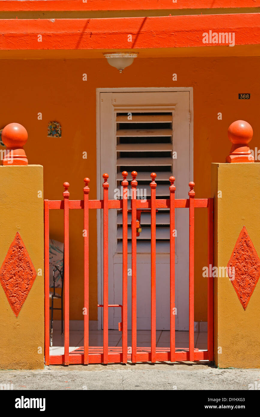 Detail Orange iron gate Isla Culebra Puerto Rico USA territory Stock ...