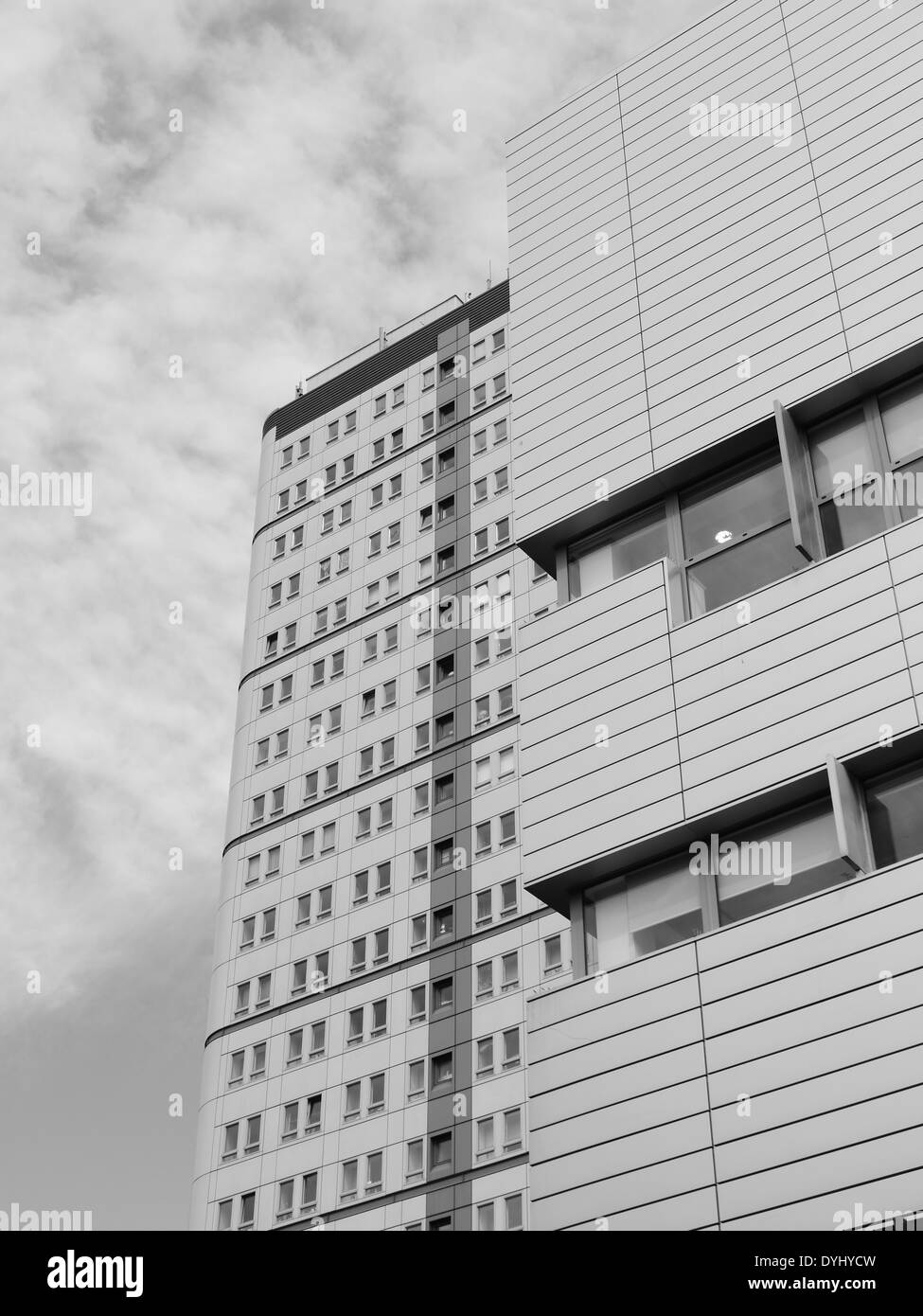 Central library (partial) and Bewick Court - a block of high-rise flats ...