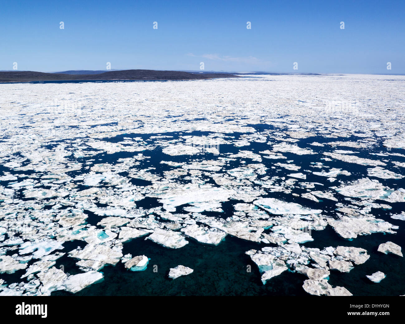 Canada, Nunavut Territory, Aerial view of sea ice in Frozen Strait near ...