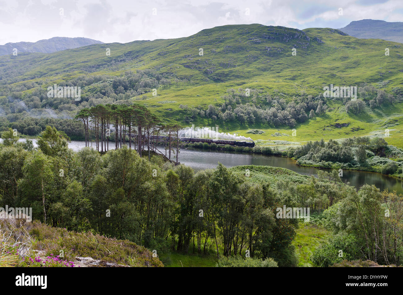 jacobite steaming round loch eilt Stock Photo - Alamy