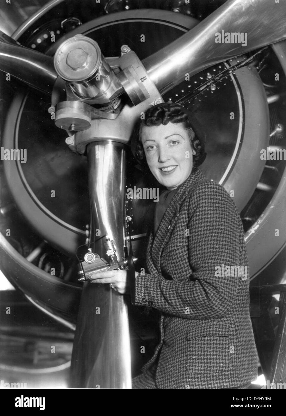 This photograph features Onita Thorley Topping, a female pilot in the ...