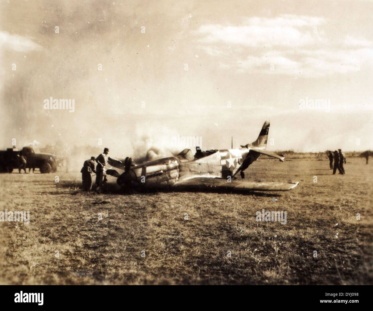 This image from Charles Daniels' album documents the crash of a P-51 ...