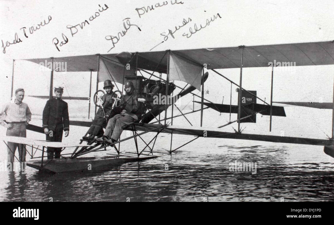 This photograph features John H. Towers, the first naval aviator in the ...