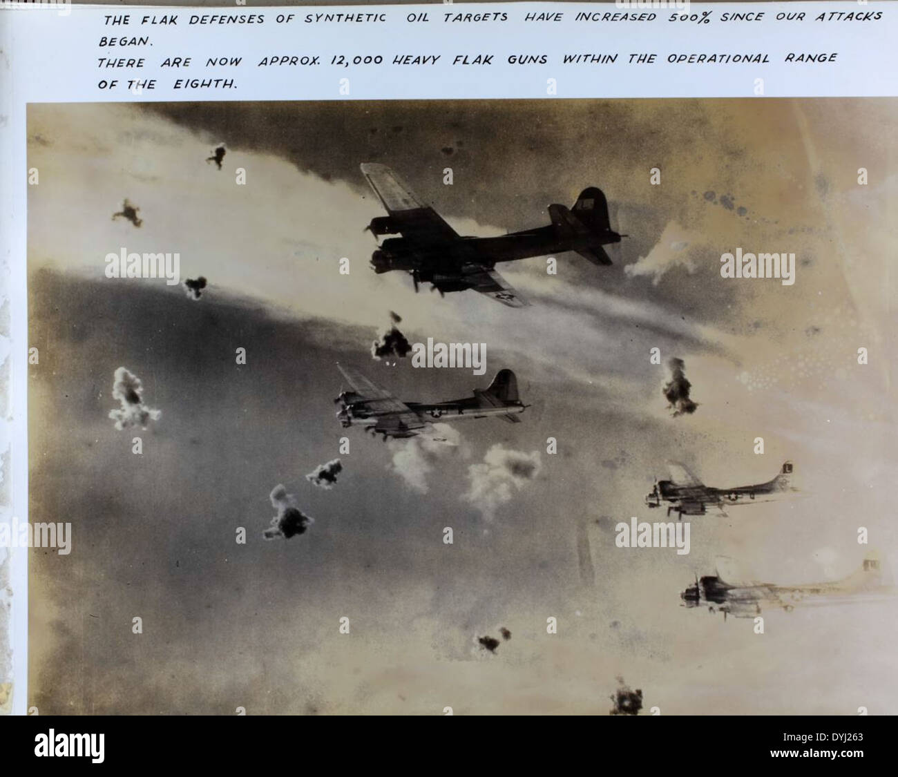 This image depicts a formation of aircraft from the 8th Air Force, an ...