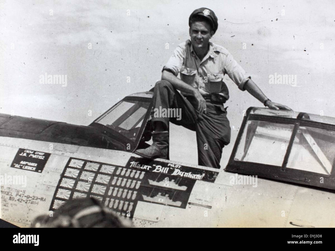 Major Bill Dunham, a distinguished pilot, is pictured with a Republic P ...