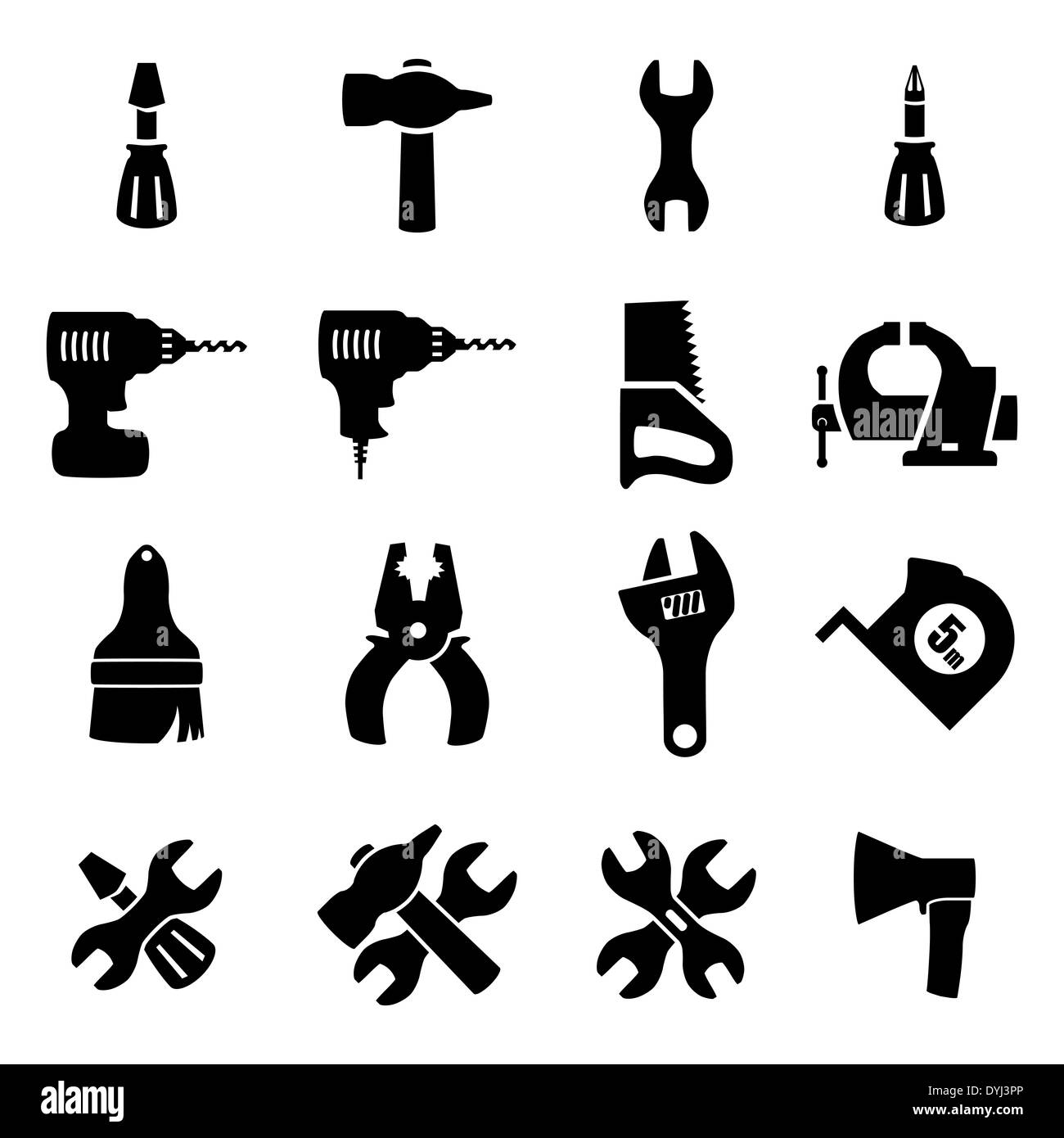 Set icons of tools Stock Photo - Alamy