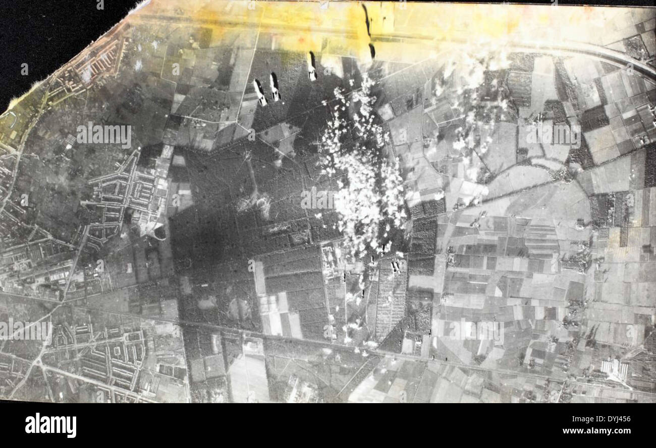 This aerial photograph captures a bird's-eye view of a specific ...