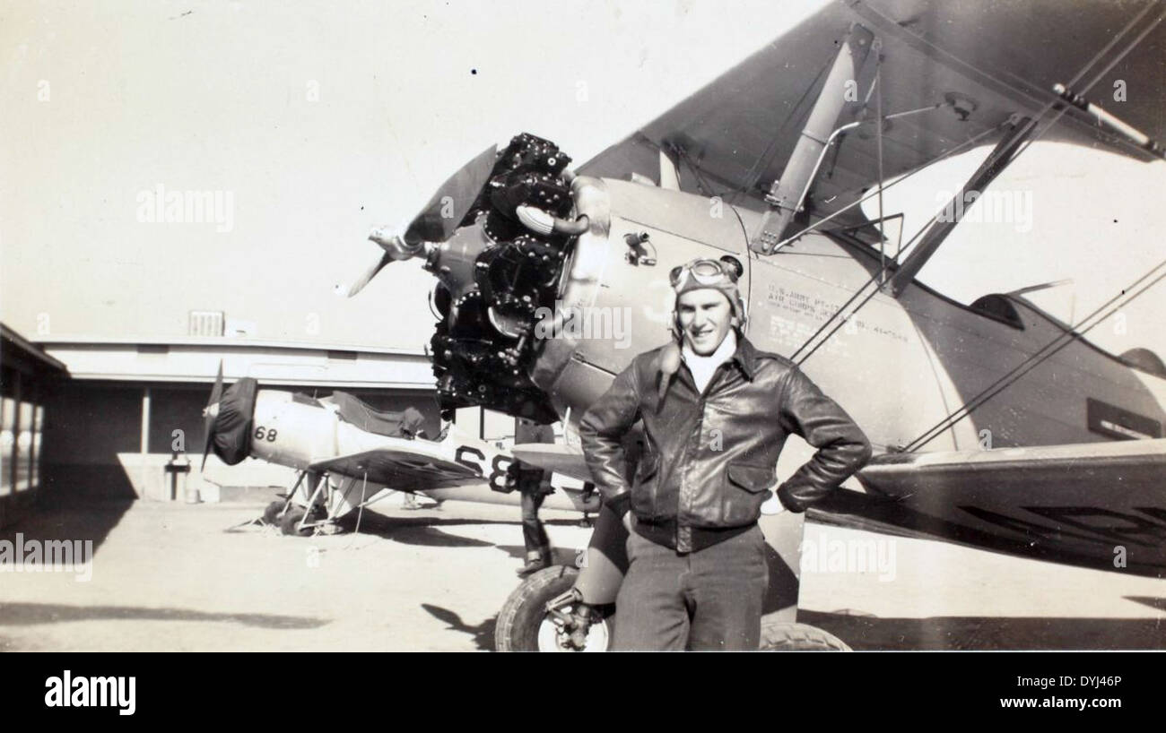 A photo of a pilot with a Boeing-Stearman PT-17, a bi-wing trainer ...