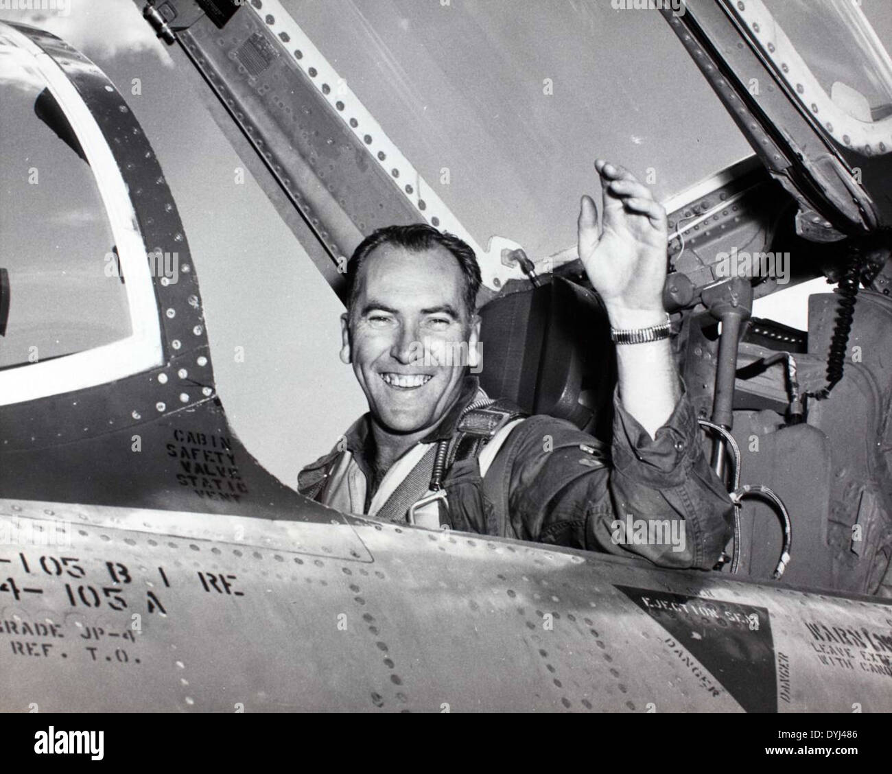 This photo features Lin Hendrix in a Republic F-105 Thunderchief, a U.S ...