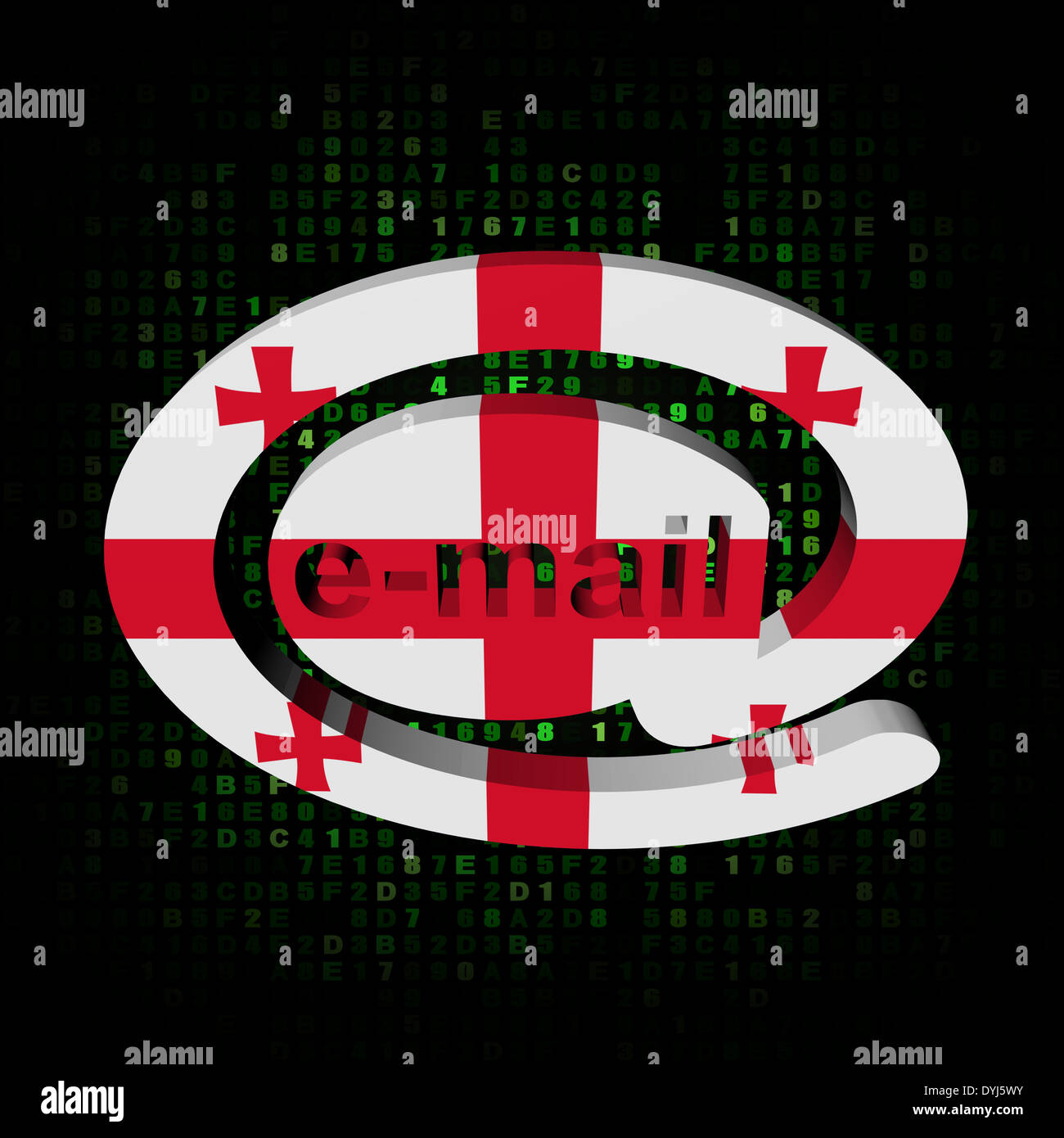 e-mail address AT symbol with Georgia flag on hex illustration Stock ...