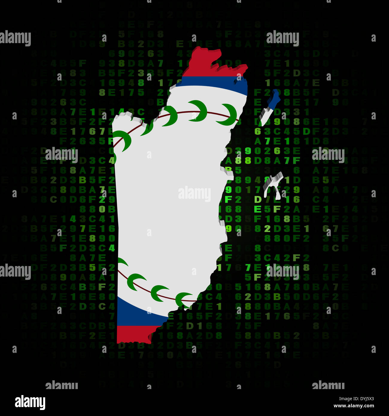 Belize map flag on hex code illustration Stock Photo - Alamy