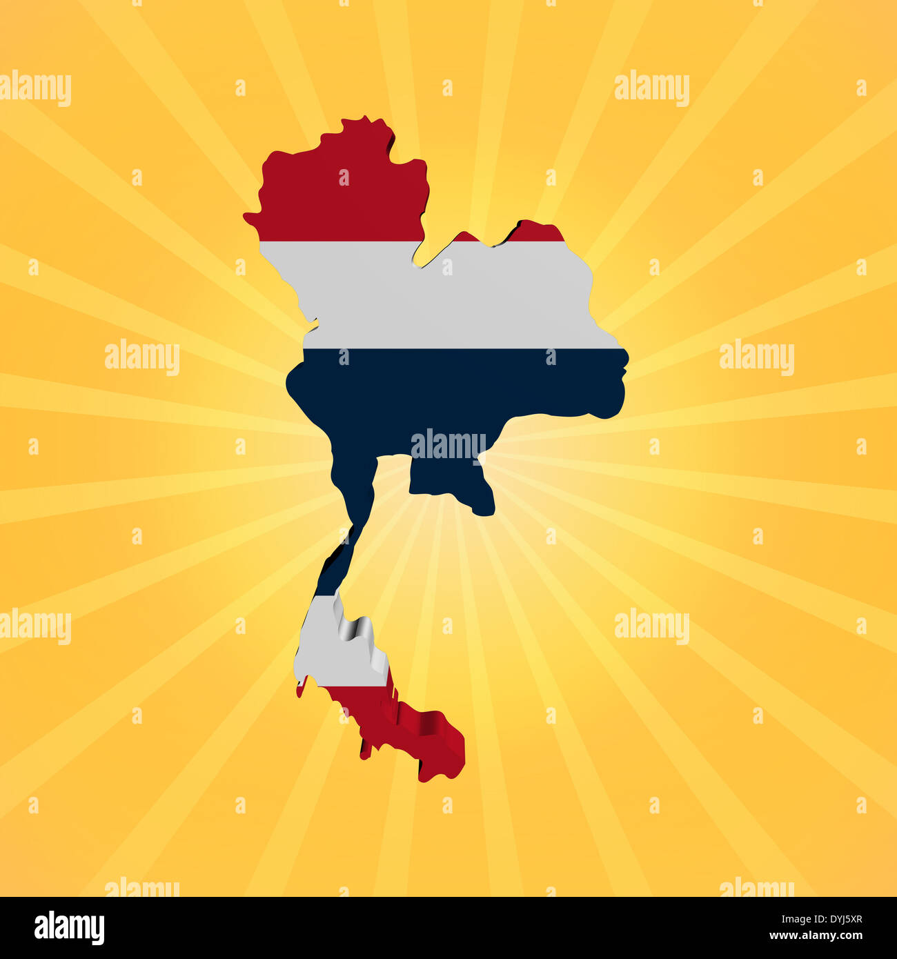 Thailand map flag on sunburst illustration Stock Photo - Alamy